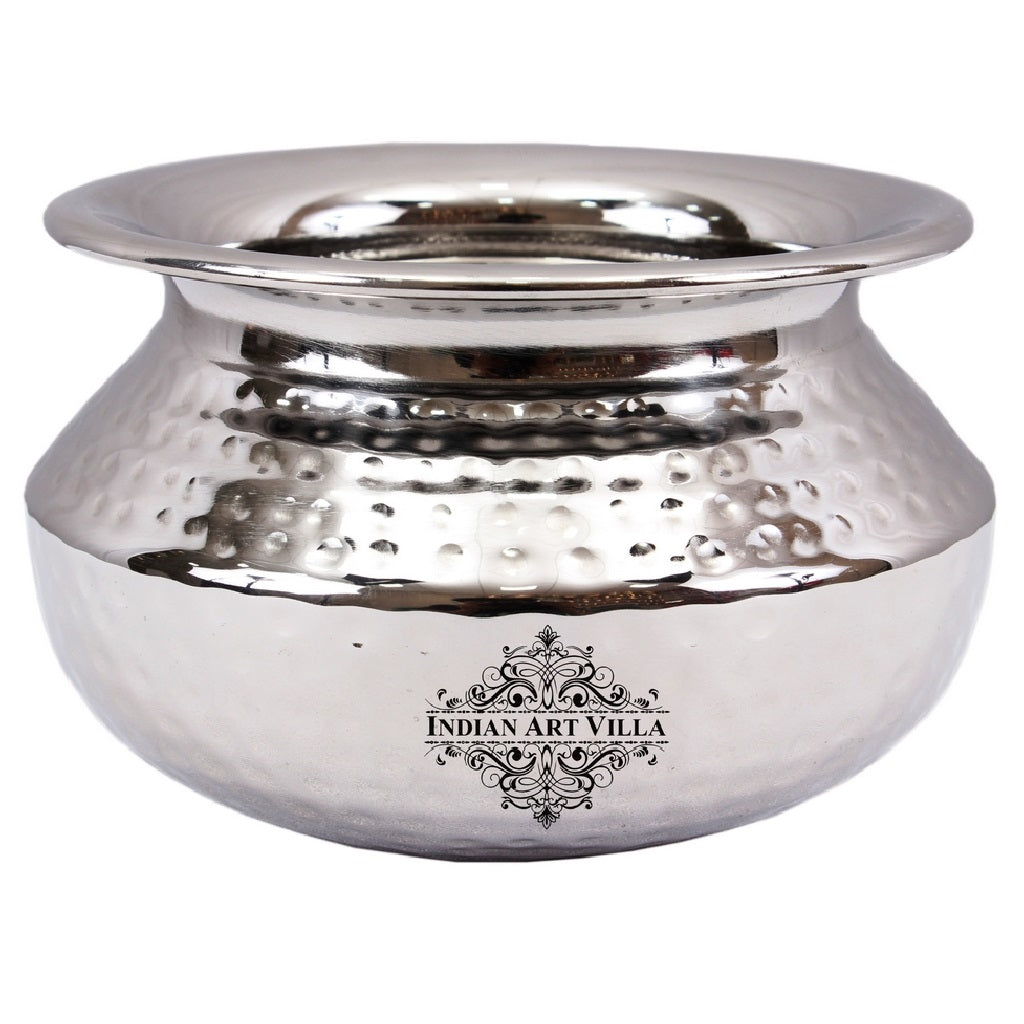 IndianArtVilla Handcrafted Pure Steel Hammered Design Punjabi Handi 11