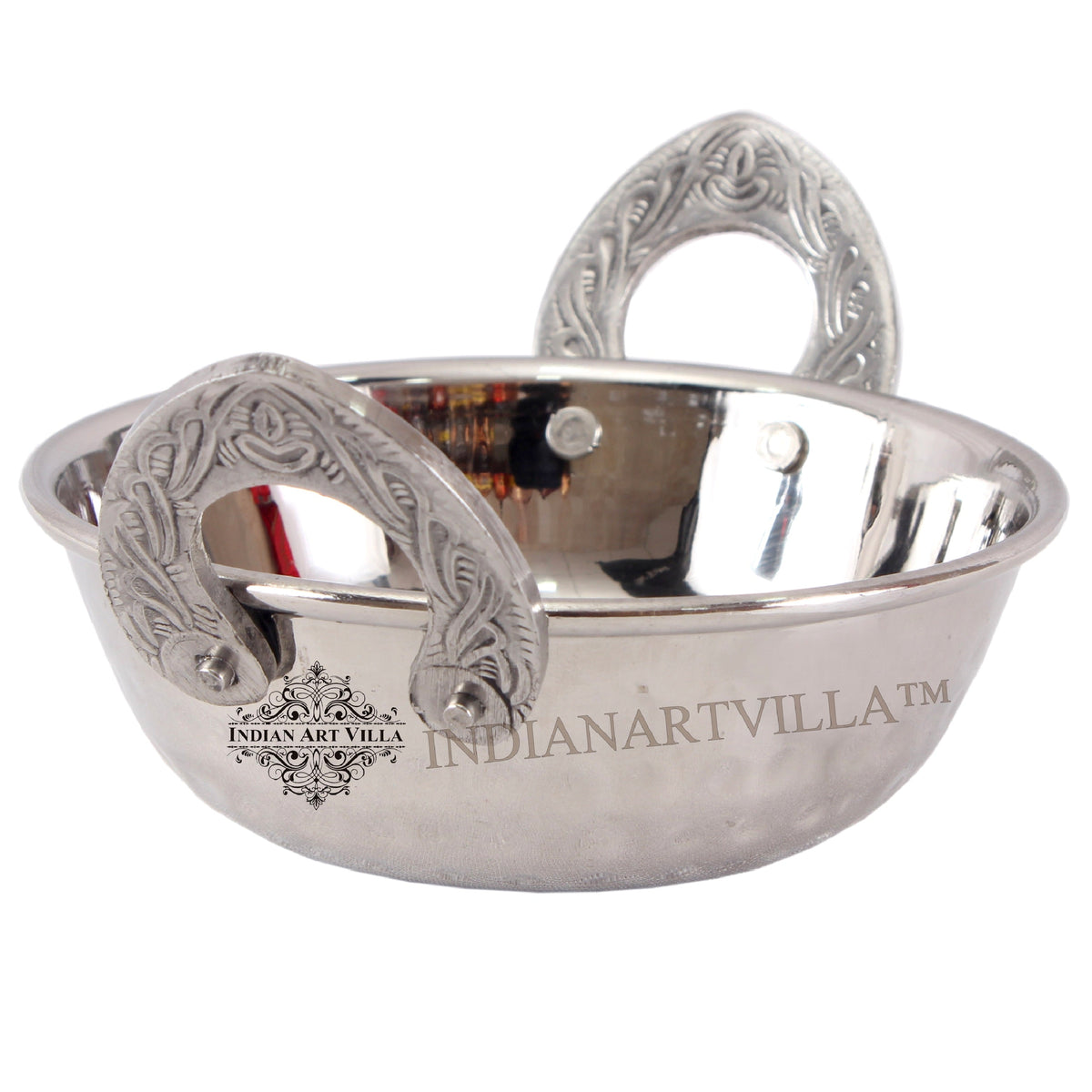 Indian Art Villa Steel Single Side Hammered Design Kadhai with Embosse ...