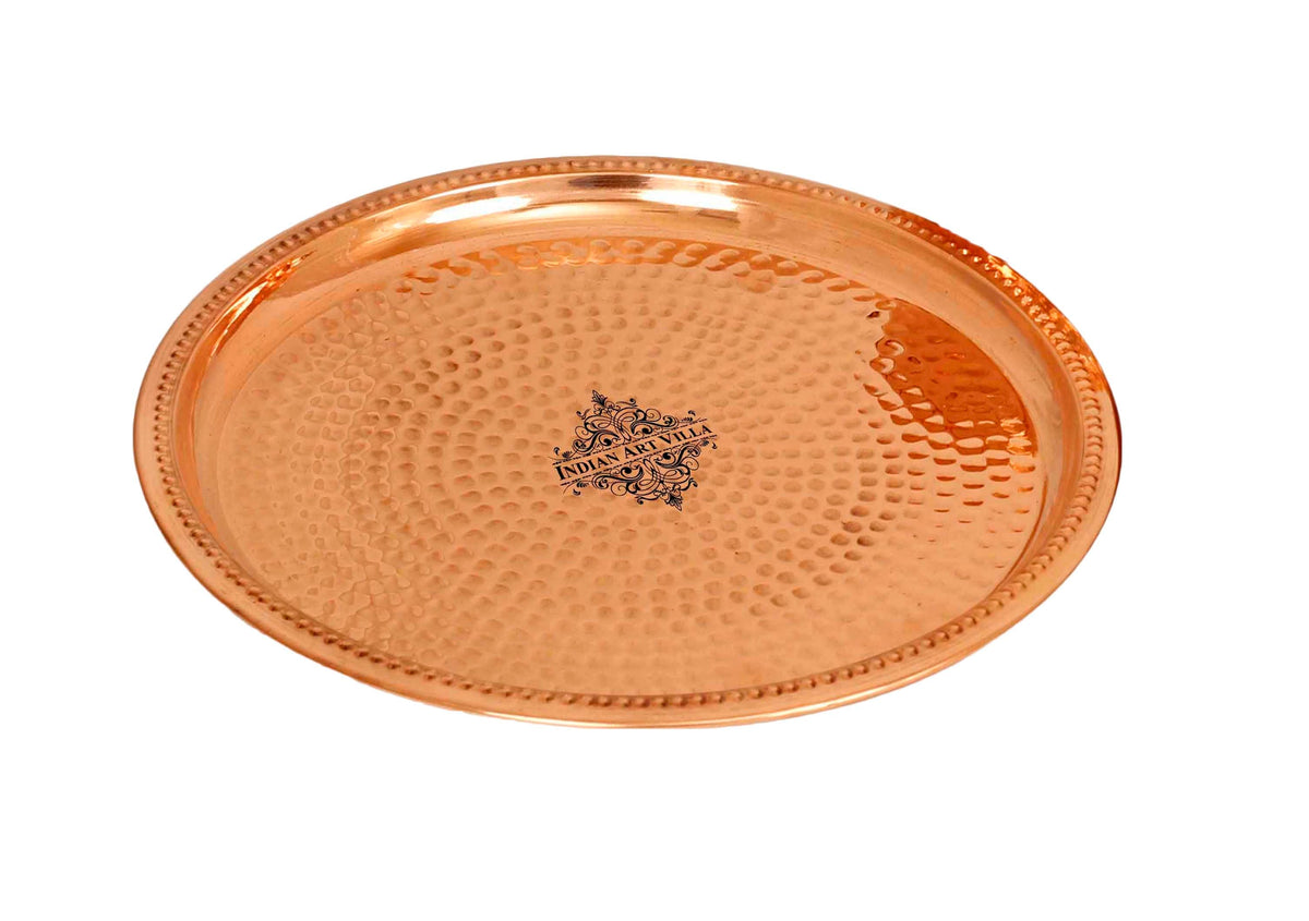 Copper Hammered Small Thali Plate, ( 4 Sizes ) – IndianArtVilla