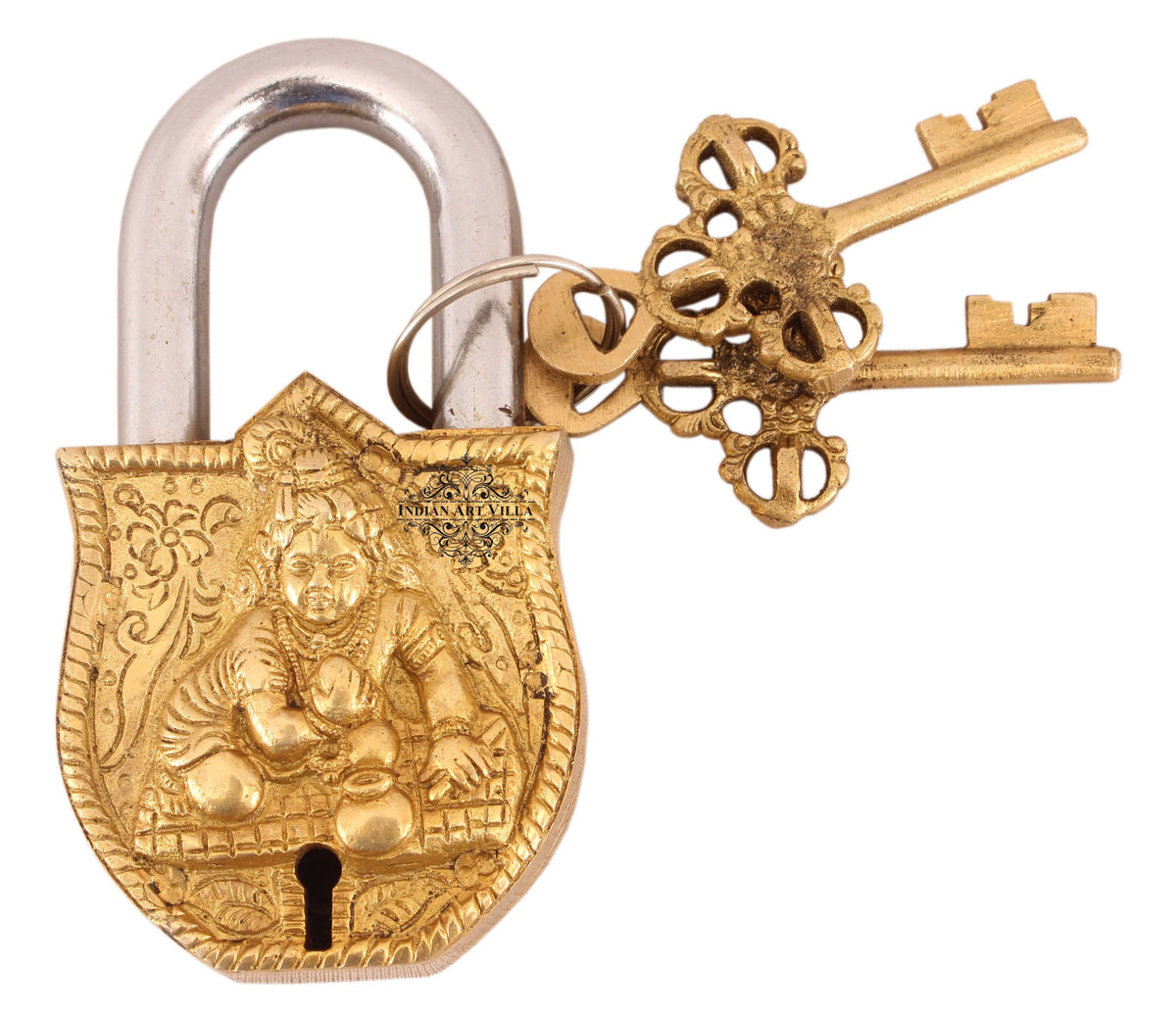 INDIAN ART VILLA Brass Laddu Gopal Ji Design Lock – IndianArtVilla
