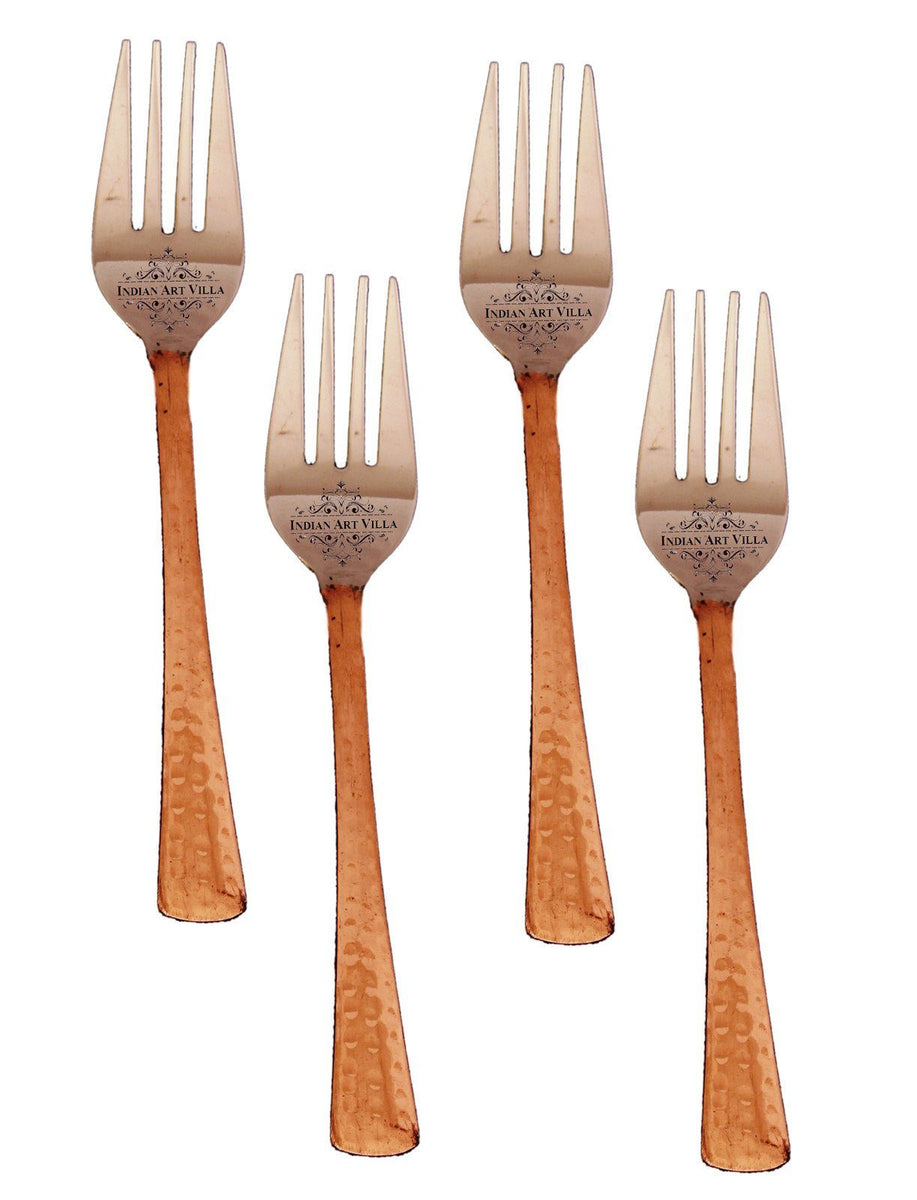 INDIAN ART VILLA Set of 4 Steel Copper Desert Fork | 7" Inch each ...